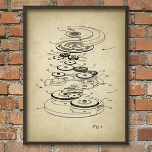 Watch Mechanism Print, Watch Schematic Diagram, Watch Patent Design ...