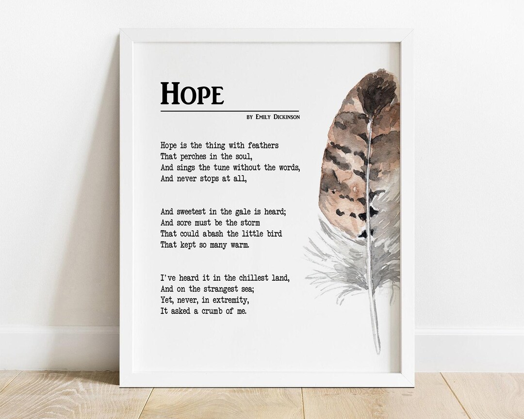 Hope Poem by Emily Dickinson Print, Inspirational Wall Art, Hope is the ...