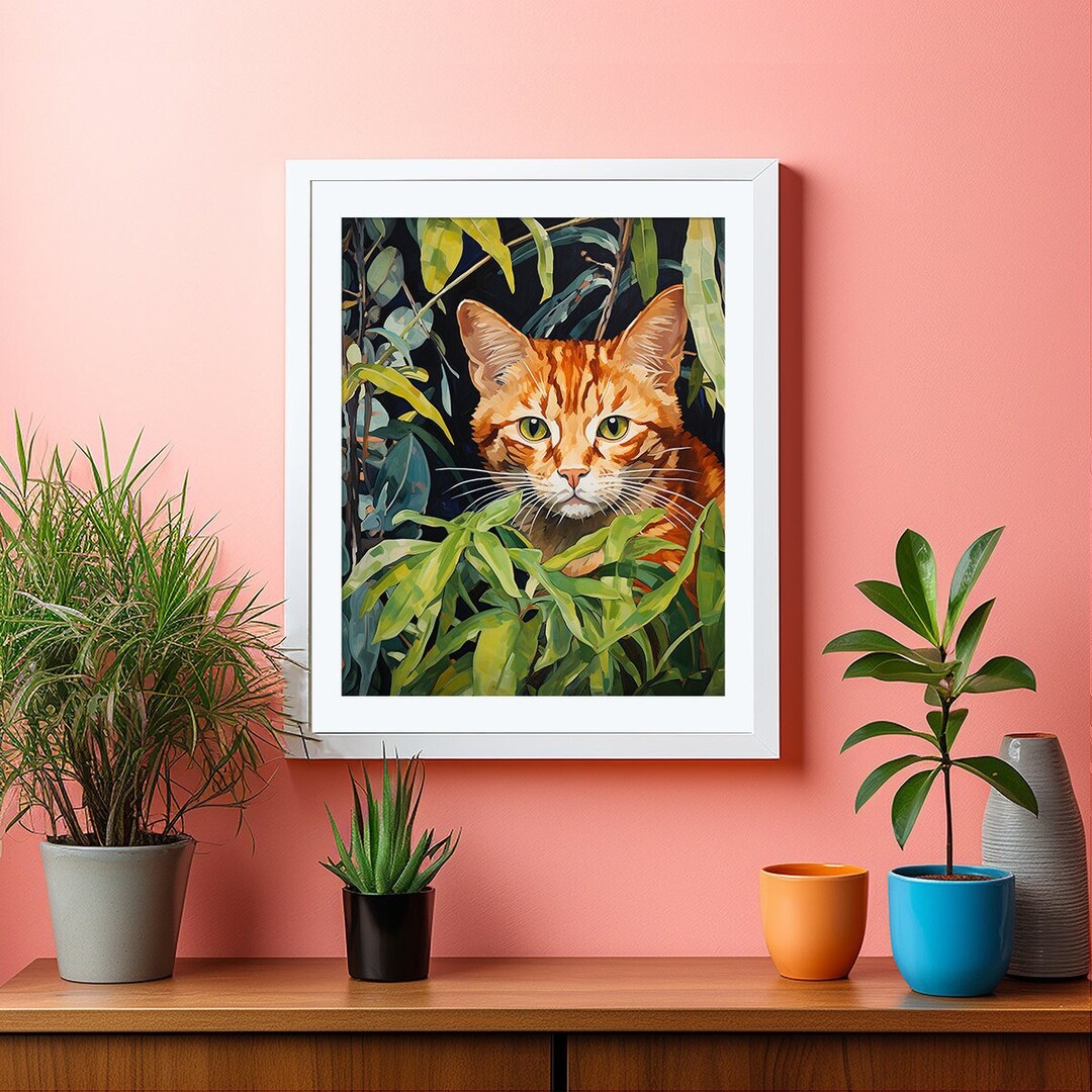 Ginger Cat Print, Cat in the Grass Wall Art - Etsy