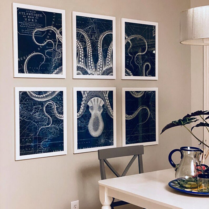 PRINTABLE Octopus Wall Art Poster Set of 6 Octopus Art Print - Etsy