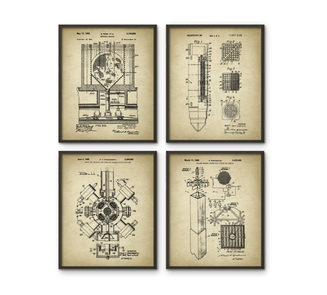 Nuclear Reactor Wall Art Set of 4, Nuclear Reactor Power Cell, Nuclear ...
