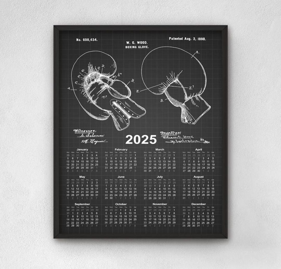 Boxing Patent Calendar 2025 #2, Boxing Gloves Poster, Sports Equipment ...