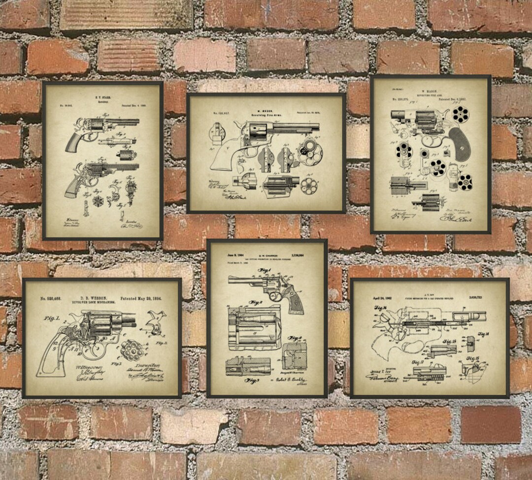 Ultimate Revolver Gun Patent Print Set of 6 - Revolver Patents - Gun ...
