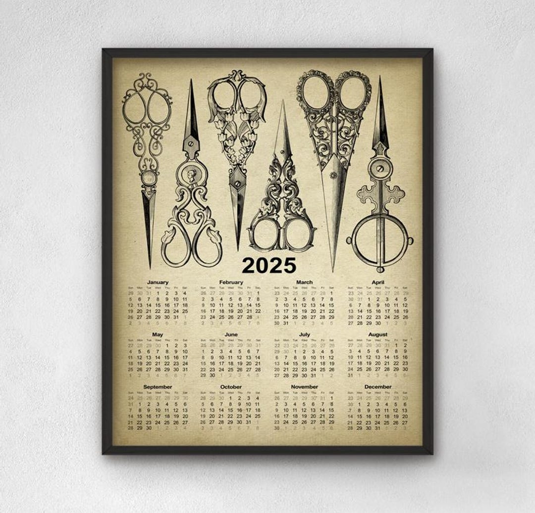Hairdresser Scissors Calendar 2025, Hair Salon Wall Calendar, Vintage ...