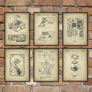 Computer Patent Wall Art Poster Set of 6 - Computer Room Home Decor ...