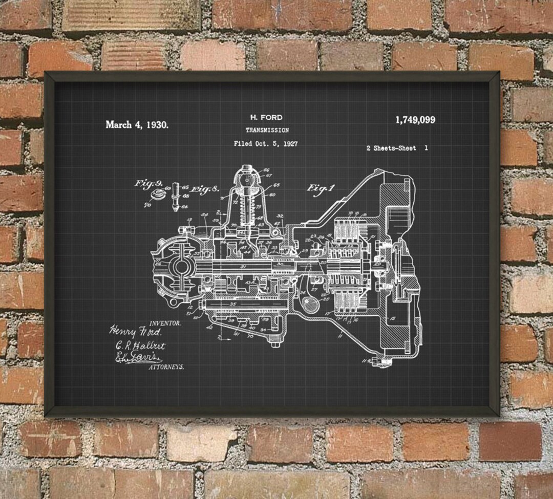 Vehicle Engine Transmission Patent Print - Car Engine Design - Garage ...