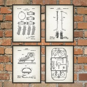Ice Hockey Patent Print Set of 4 - Ice Hockey Rink - Ice Hockey Puck ...