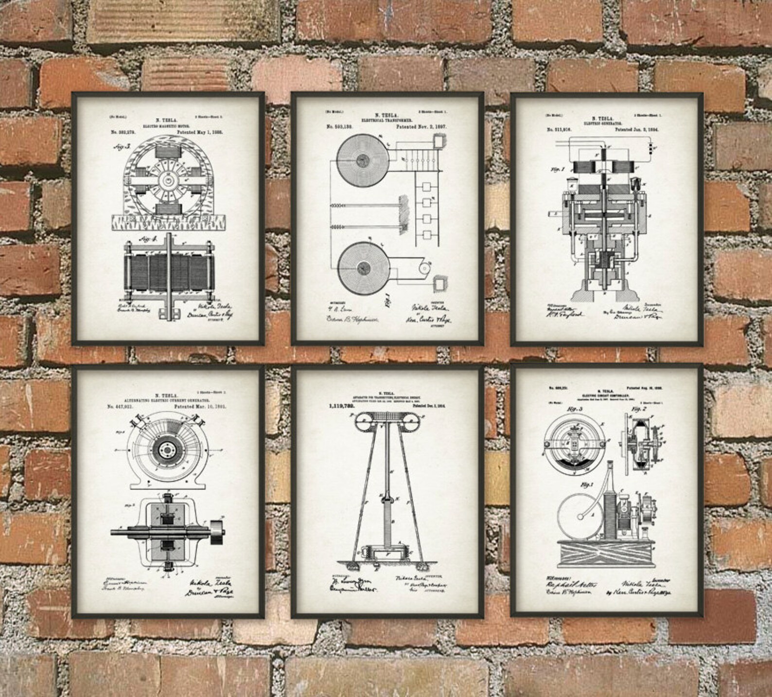 Tesla Patent Prints - Nikola Tesla Engineering Invention Patent - Tesla ...