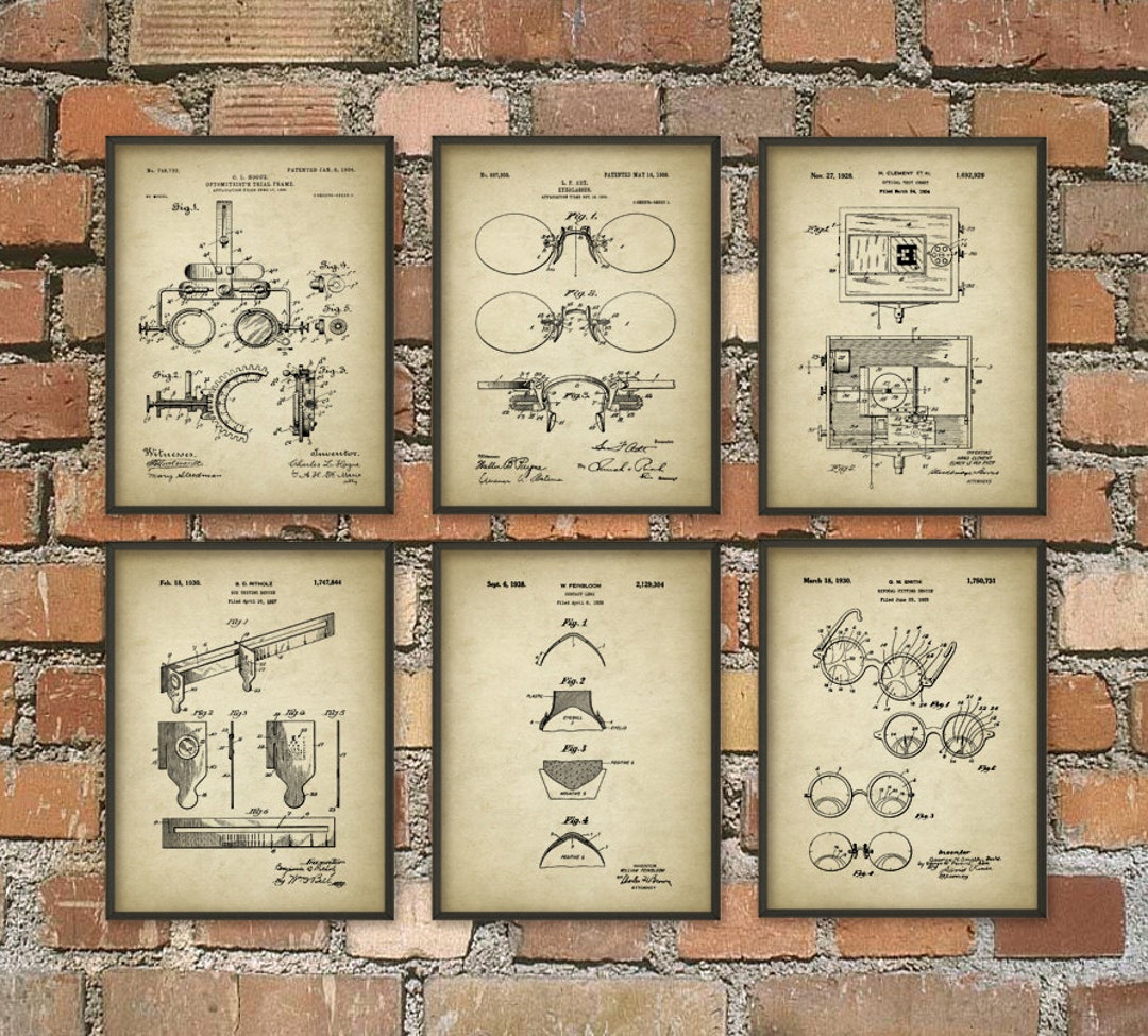 Optometry Patent Print Set of 6 - Optometrist Patent - Optician Wall ...