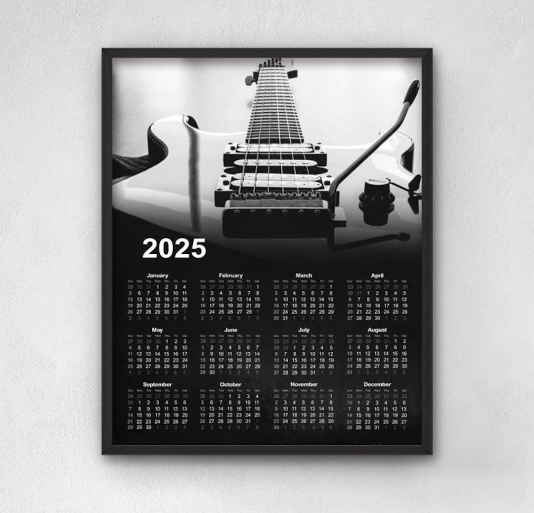 Electric Guitar Calendar 2025, Musician Gift, Rock Band Guitarist Gift ...