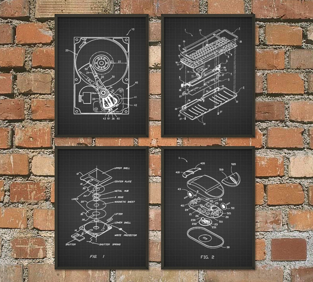 Computer Geek Wall Art Poster Set of 4 No.1 - Computer Room Home Decor ...