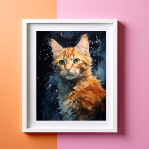 Ginger Cat Print, Modern Cat Painting Wall Art - Etsy