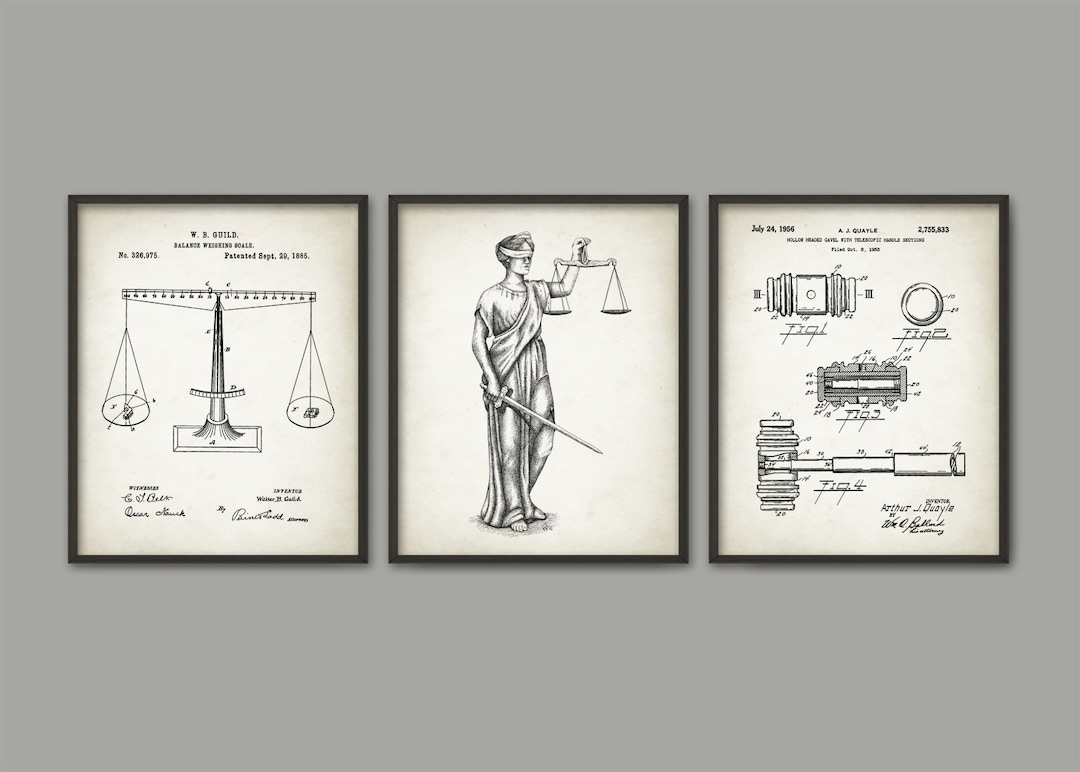 Attorney Office Decor Set of 3 Prints - the Lady Justice - Law - Lawyer ...