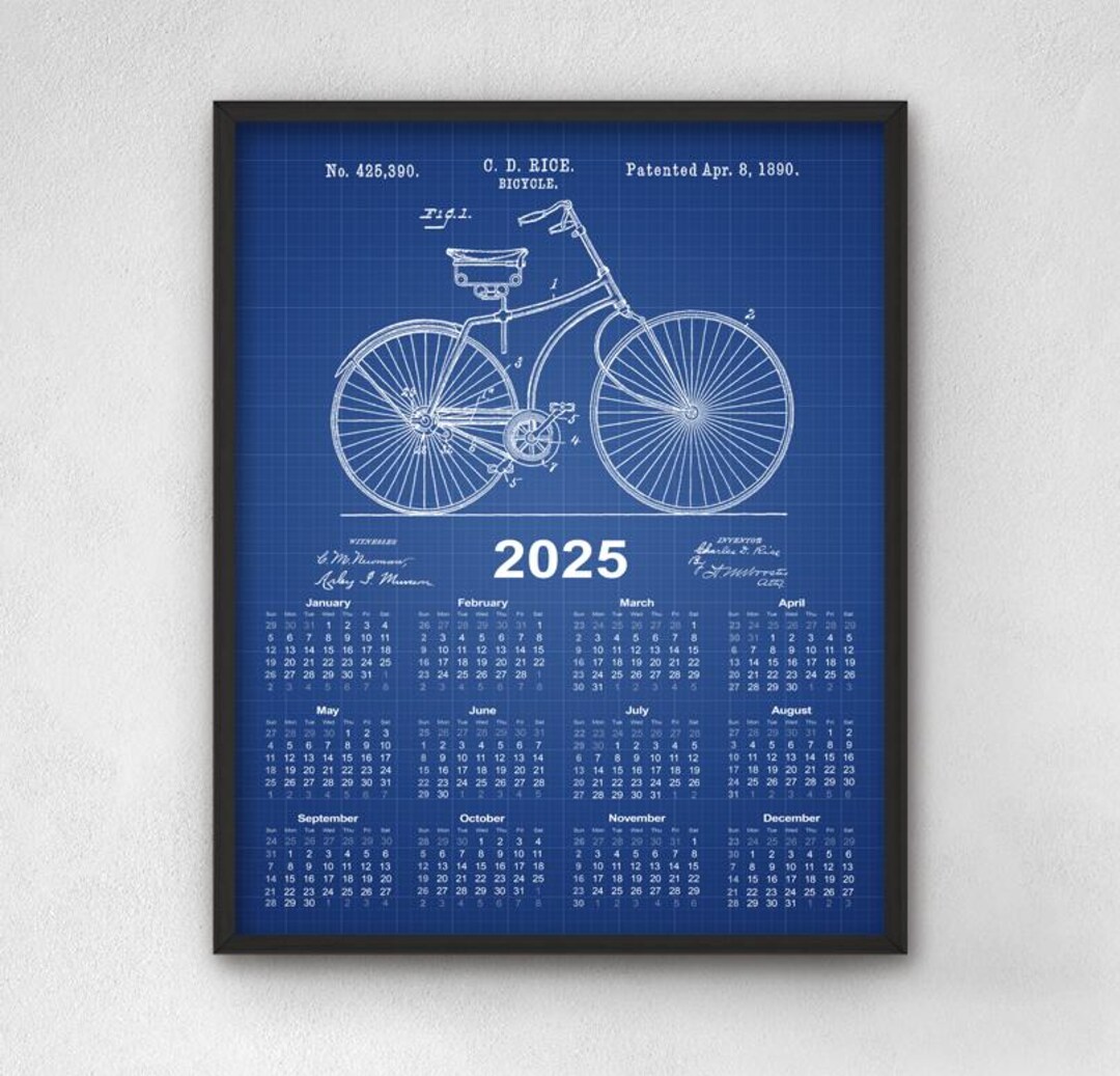 Bicycle Patent Calendar 2025 #1, Cycling Poster, Vintage Bike Print ...