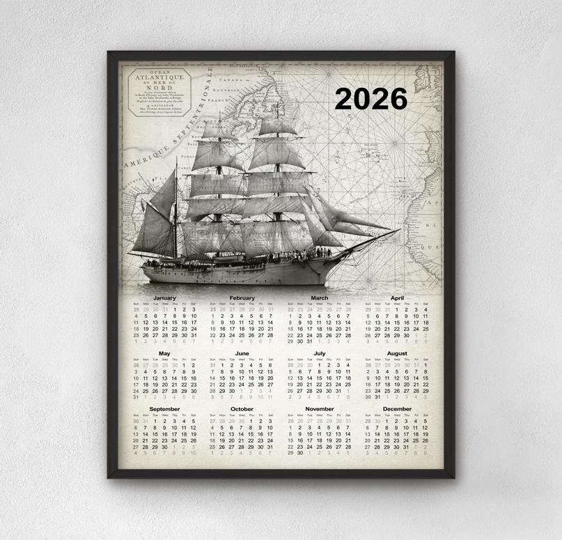 Sailing Ship Calendar 2026, Marine Tall Ship Wall Art Poster, Naval ...