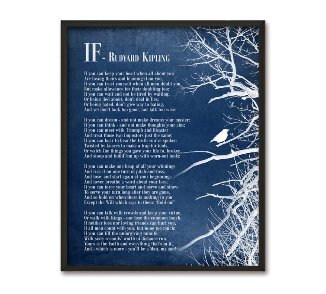 If by Rudyard Kipling Poster, Inspirational Poster, If Poem, Student ...