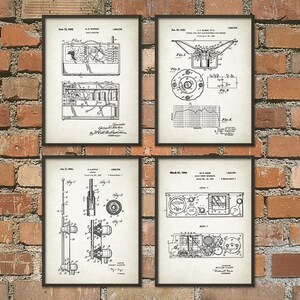 Radio Patent Prints Set of 4 - Engineering Patent - Lear Radio Receiver ...
