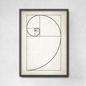 Fibonacci Spiral Wall Art Poster - Mathematics Fibonacci Numbers - Fibonacci Sequence - Golden ...