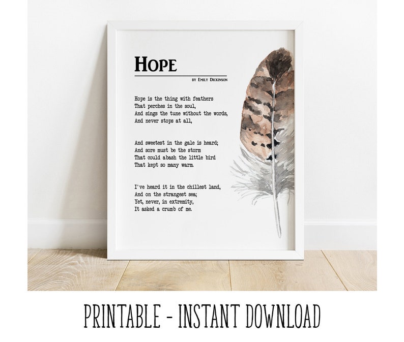 PRINTABLE Hope Poem by Emily Dickinson Printable - Etsy UK