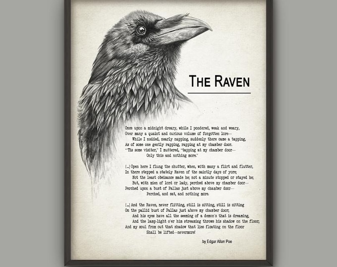 The Raven Edgar Allan Poe Poem Poster Print - Raven Poetry Wall Art ...