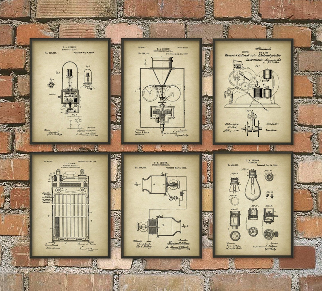 Thomas Edison Patent Inventions Set of 6 - Kinetographic Camera ...