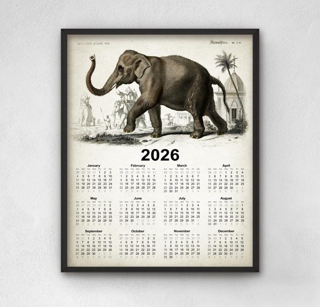Indian Elephant Calendar 2026, Happiness and Prosperity Calendar ...