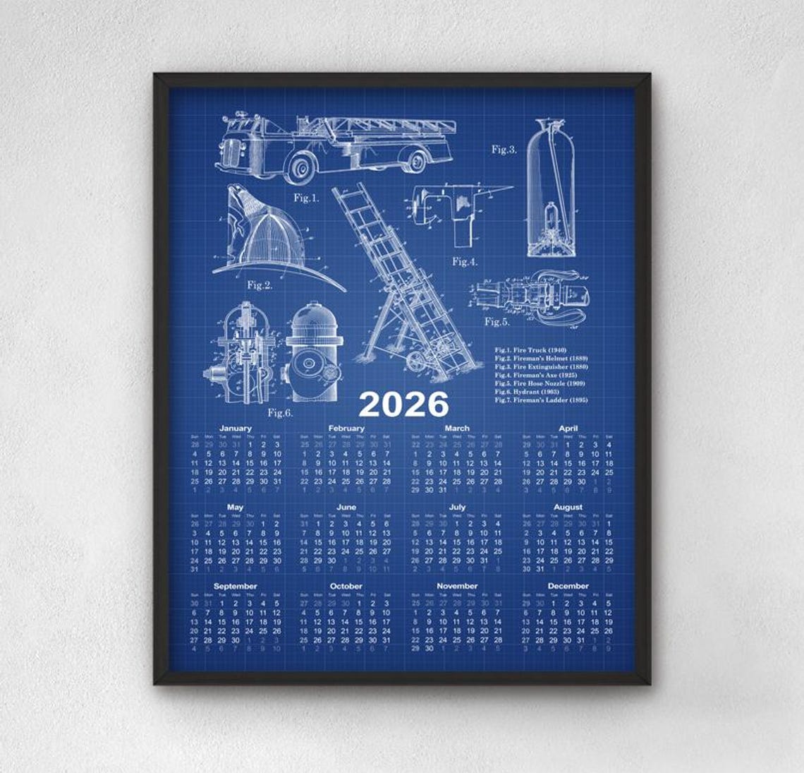 Firefighting Patent Calendar 2026, Firefighter Gift Idea, Fire Station ...