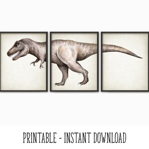 PRINTABLE Tyrannosaurus Rex Dinosaur Watercolor Art Poster Set - Etsy