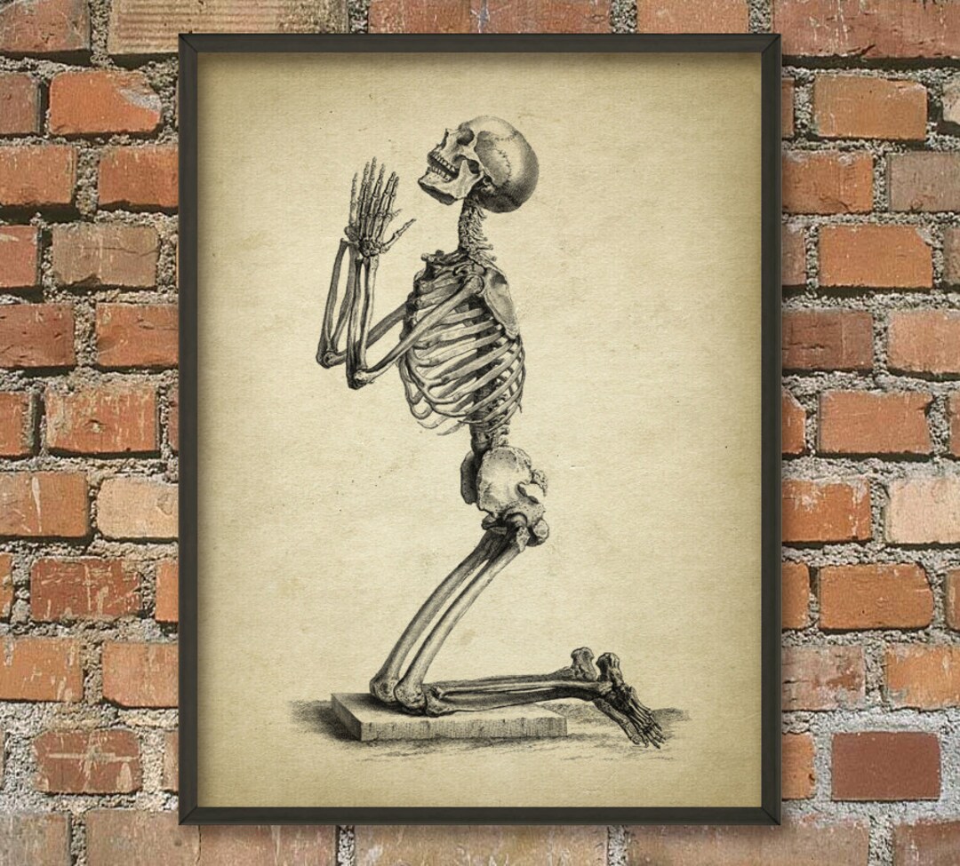 PRINTABLE Skeleton in Prayer Antique Anatomy Wall Art Poster Antique ...