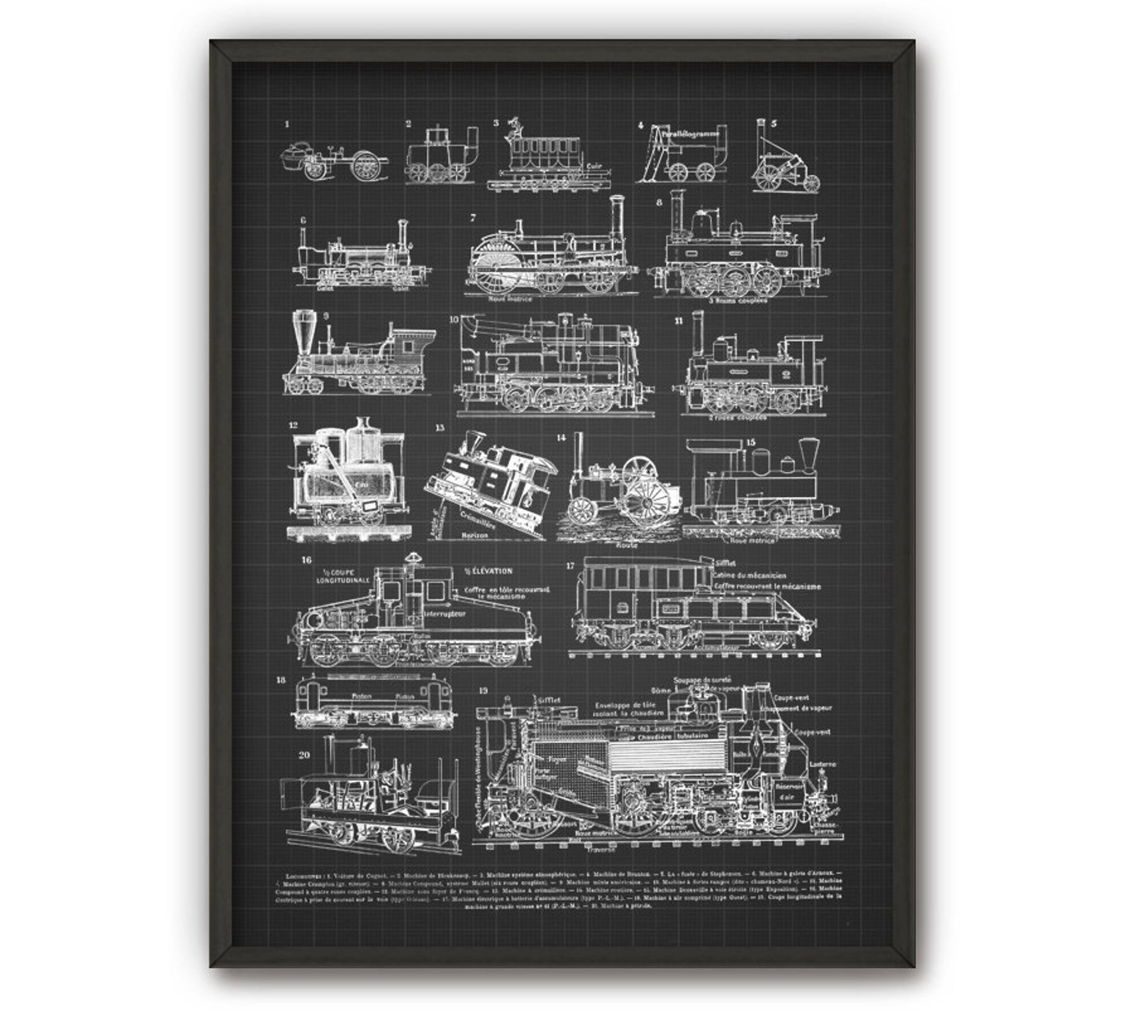 Vintage Steam Locomotives Poster Classic Steam Train Print Antique ...