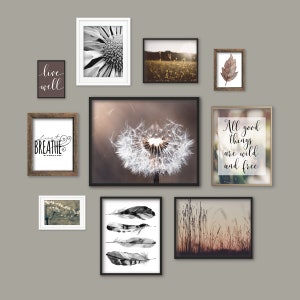 Nature Theme Gallery Wall Art Set of 10 Prints, Botanical Home Decor ...