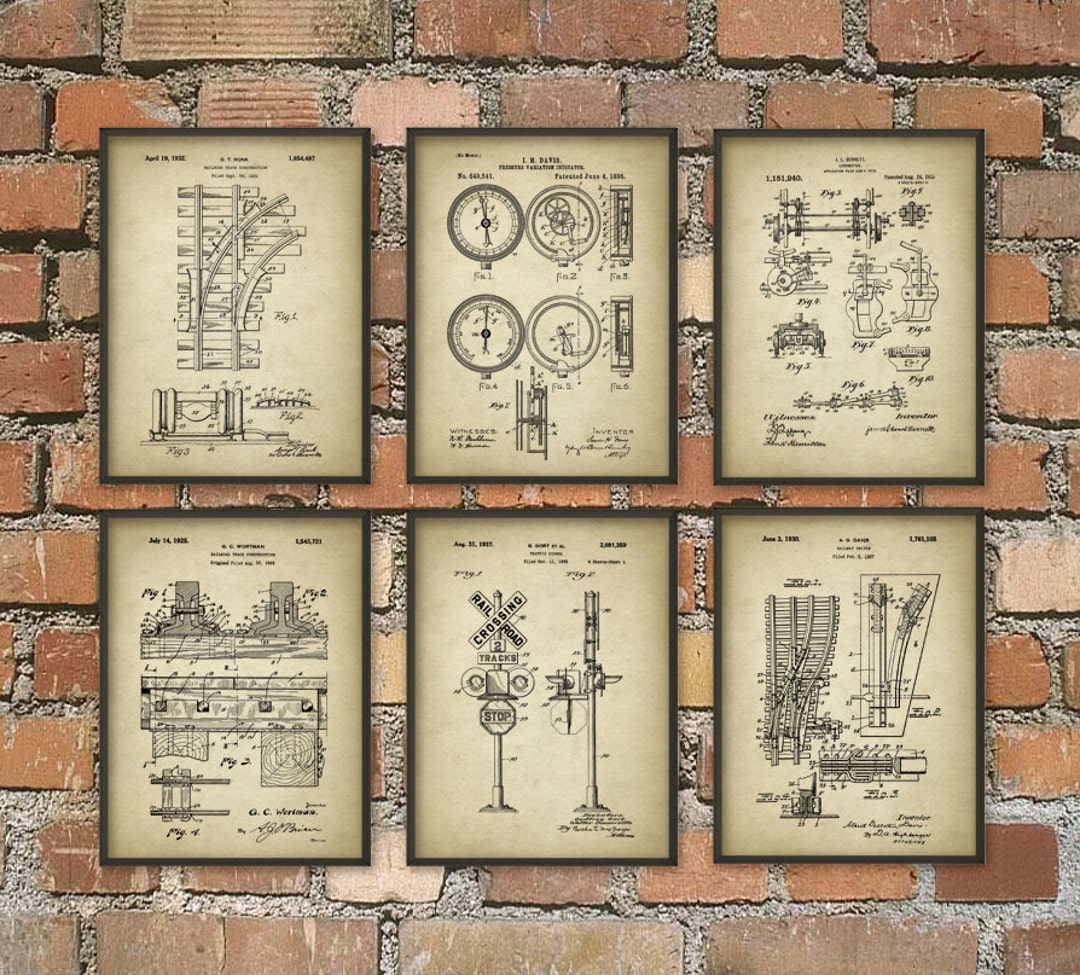 Railroad Patent Posters Set of 6 #2 - Railroad Patent Prints - Train ...