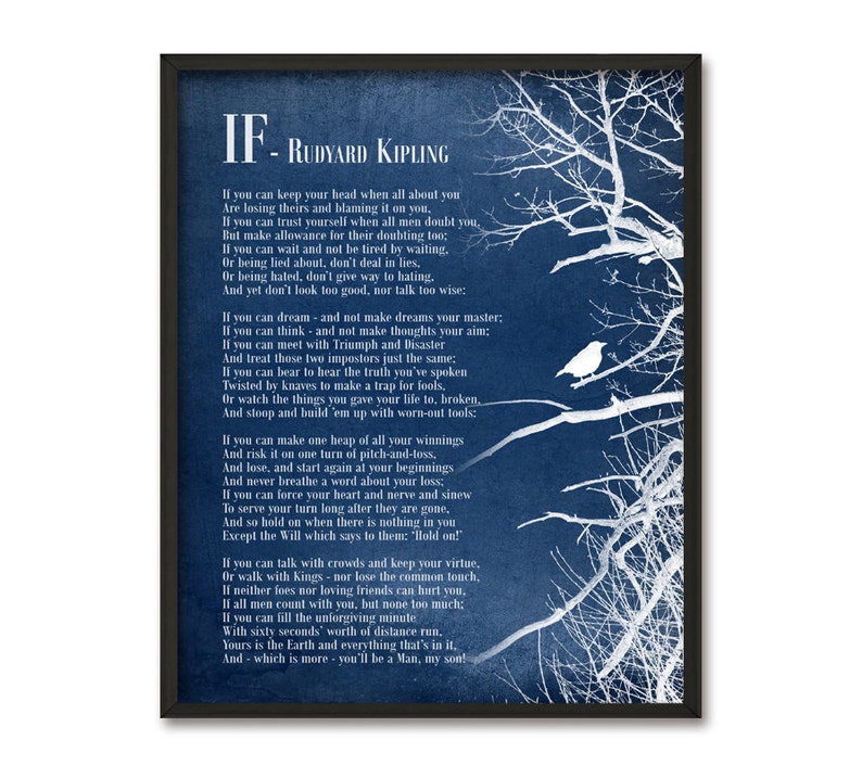 If Poem by Rudyard Kipling Poster, Inspirational Print, Student Wall ...