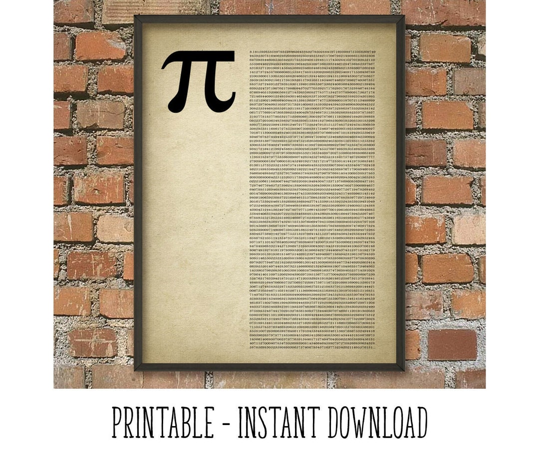 PRINTABLE Pi Digits Wall Art Poster, Maths Student Gift, Mathematics ...