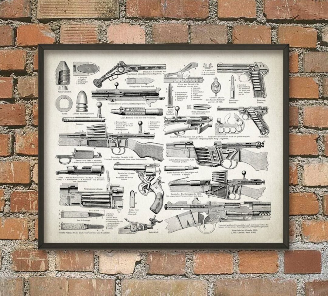 PRINTABLE Antique Gun Illustration Print, Gun Art Decor, Gun Design ...