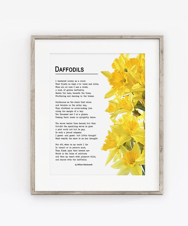 Daffodils Poem by William Wordsworth Print, Spring Easter Wall Art, I ...