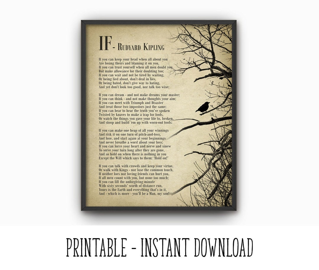 PRINTABLE If by Rudyard Kipling Typography Print, Inspirational Poster ...