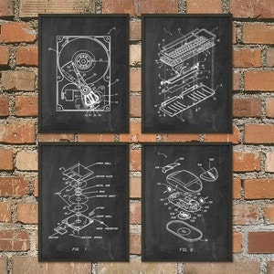 Computer Geek Wall Art Poster Set of 4 No.1 - Computer Room Home Decor ...