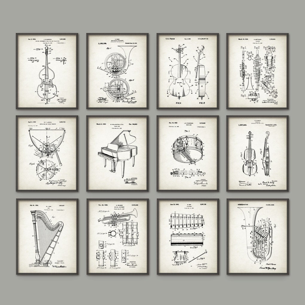 PRINTABLE Orchestra Patent Print Set of 12 Musician Wall - Etsy UK