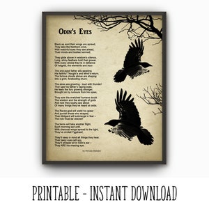 PRINTABLE Odin's Eyes Poem, Printable Viking Wall Art, Norse Mythology ...