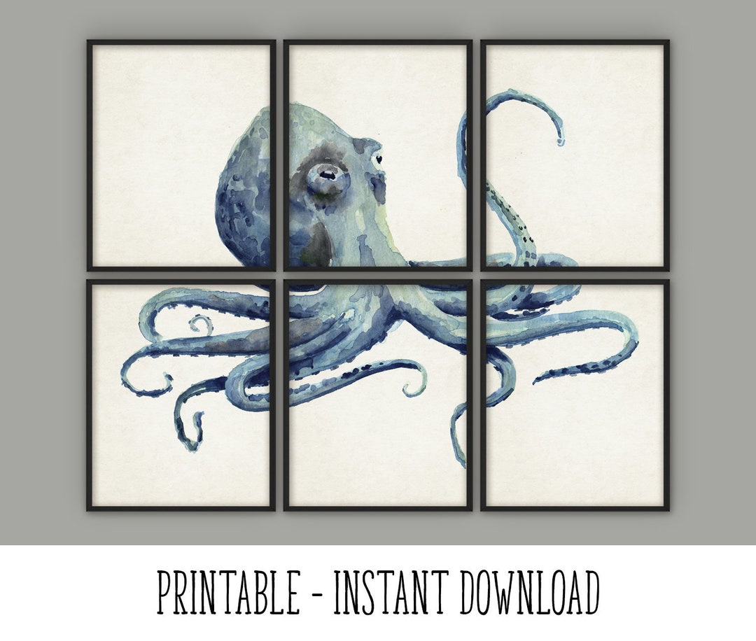 PRINTABLE Octopus Wall Art Poster Set of 6 Watercolor Octopus - Etsy