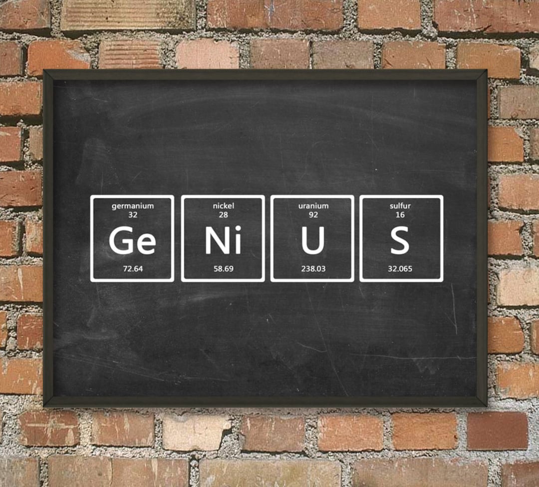 Genius Wall Art Poster - Periodic Table of Elements Art - Scientific ...