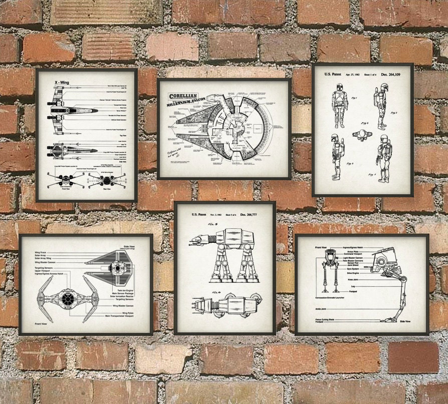 Science Fiction Art Print Set of 6, Spacecraft Art Design, Space Decor ...