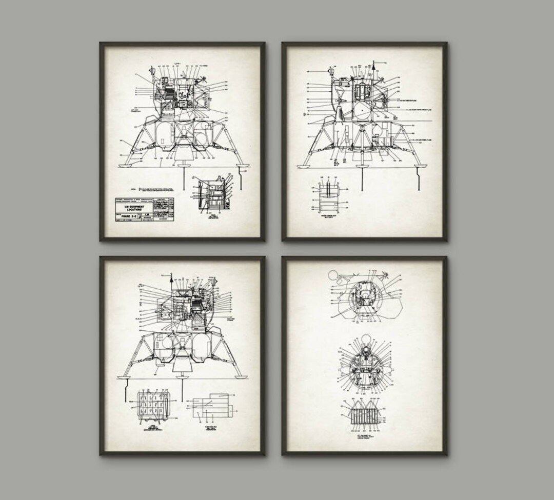 PRINTABLE Apollo Lunar Module Patent Print Set of 4 Apollo - Etsy UK