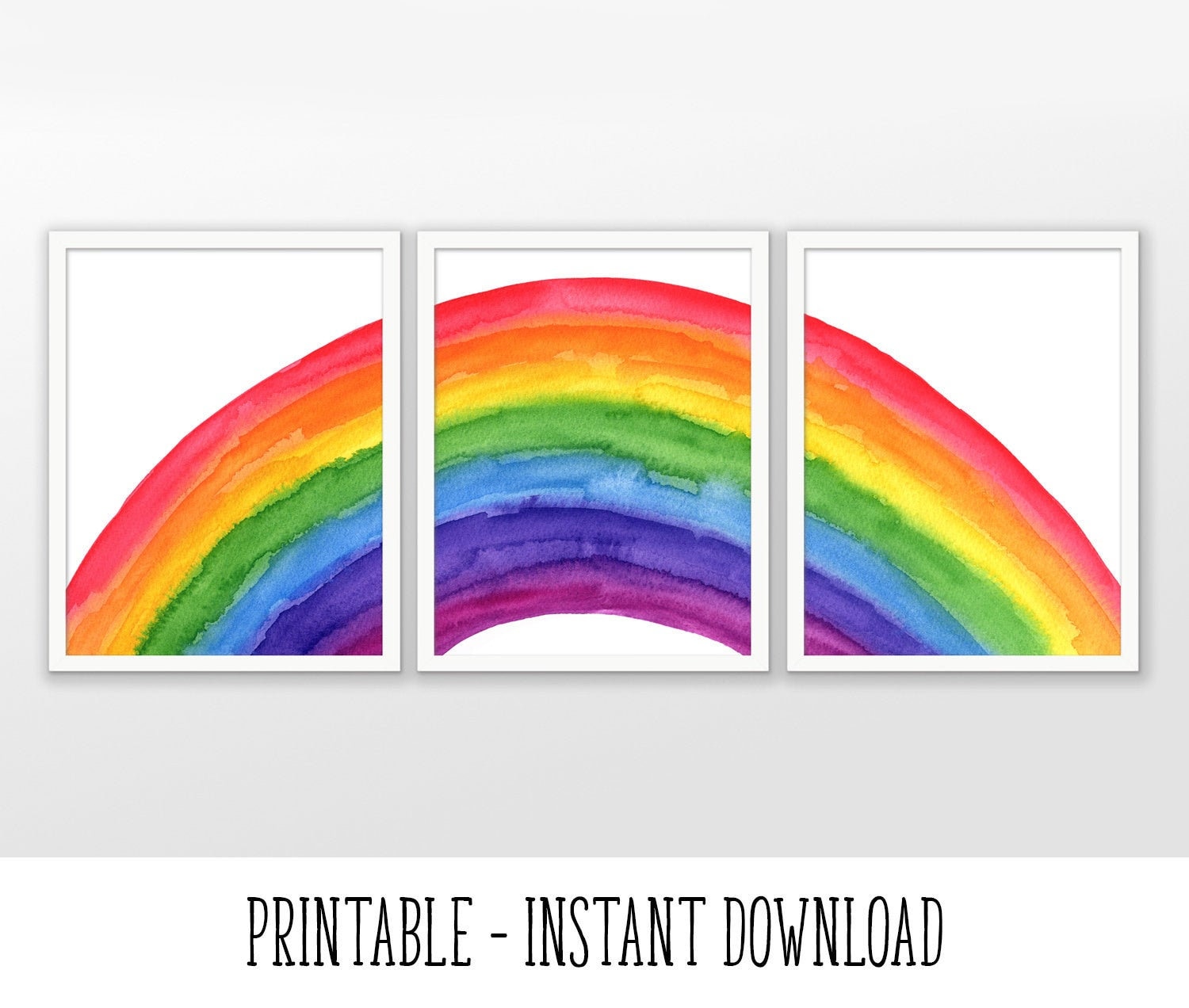 PRINTABLE Rainbow Watercolor Art Poster Set Of 3 Rainbow | Etsy