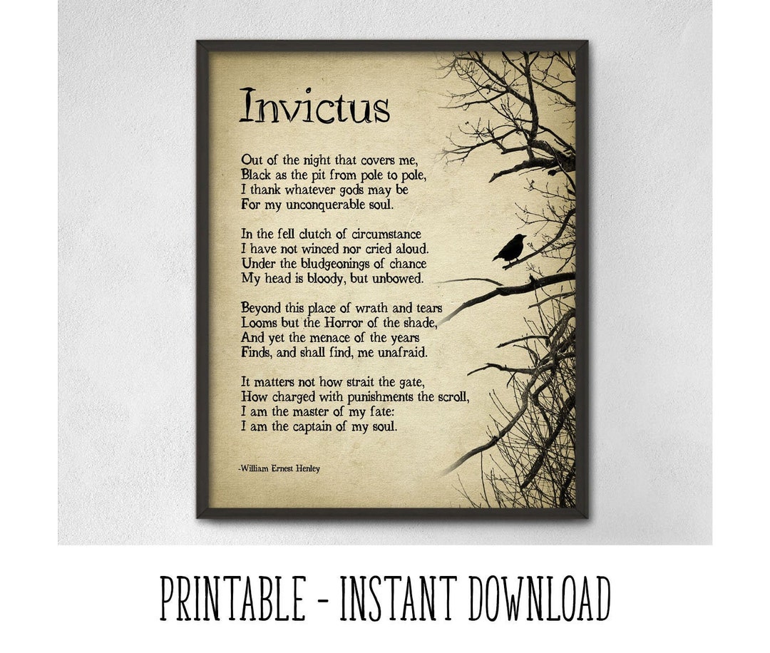 PRINTABLE Invictus Typography Print, Inspirational Poster, Student Wall ...