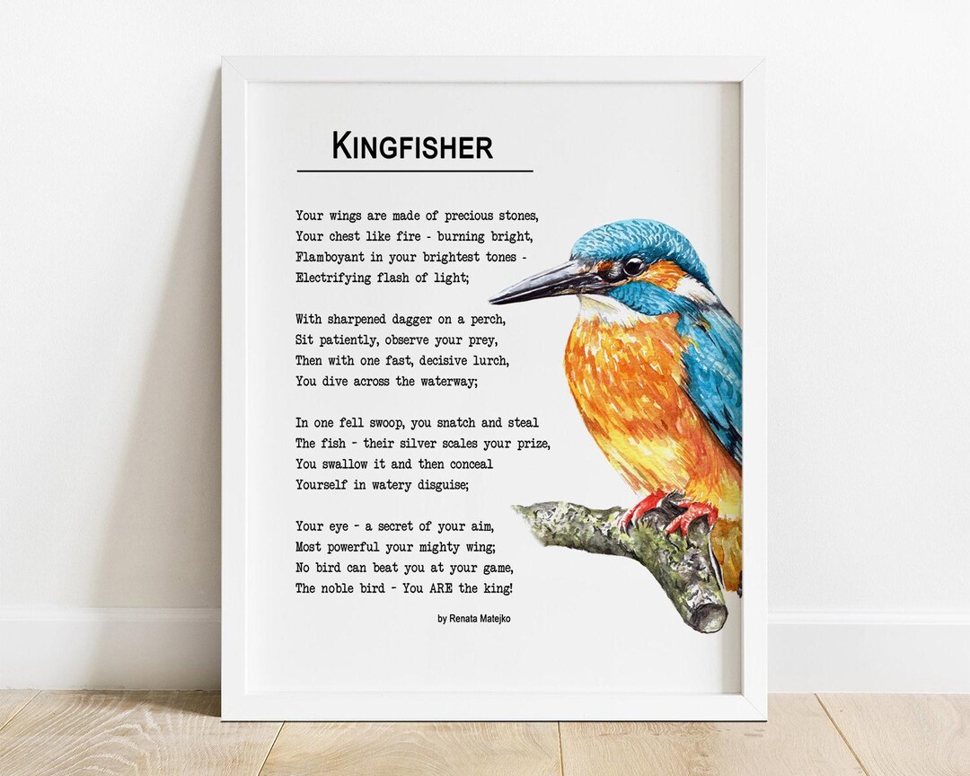 Kingfisher Poem, Nature Wall Art, Bird Poetry Poster, River Fisher Bird ...