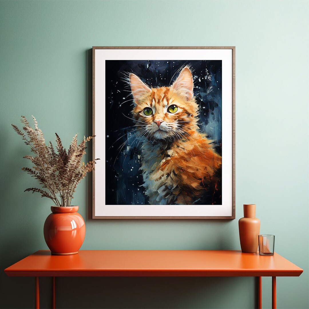 Ginger Cat Print, Modern Cat Painting Wall Art - Etsy