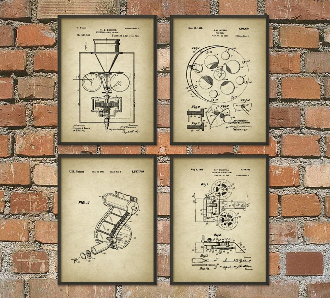 Motion Picture Camera - Edison Patent Wall Art Poster - Movie Theater ...