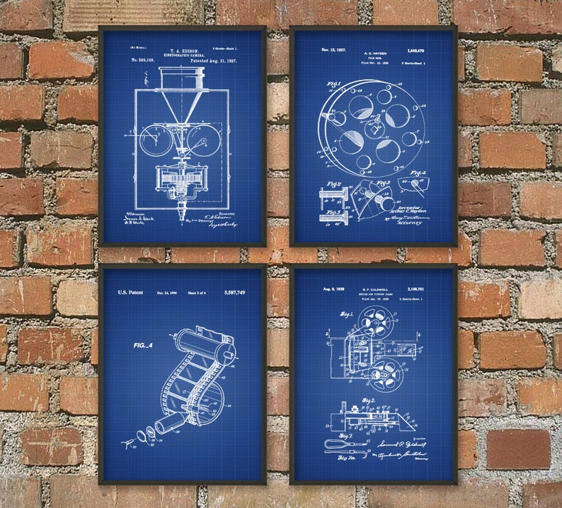 Motion Picture Camera - Edison Patent Wall Art Poster - Movie Theater ...
